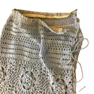 Vintage | Skirts | Vintage 6s70s Handmade Light Blue Crochet Skirt ...